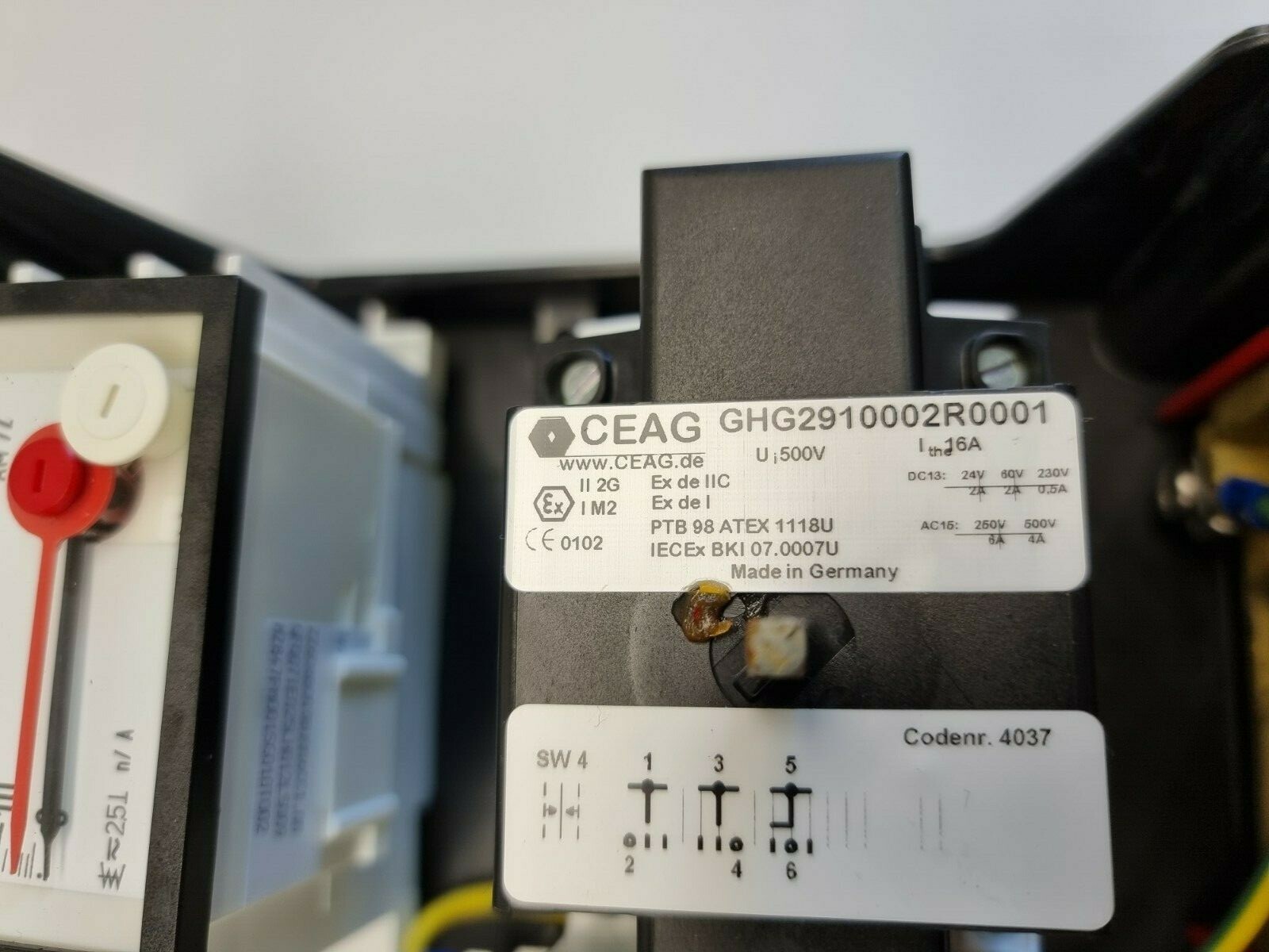 Ceag GHG 293 Control Unit W/ Ammeter - GHG2934037-0021 - 6A Atex Switch ...