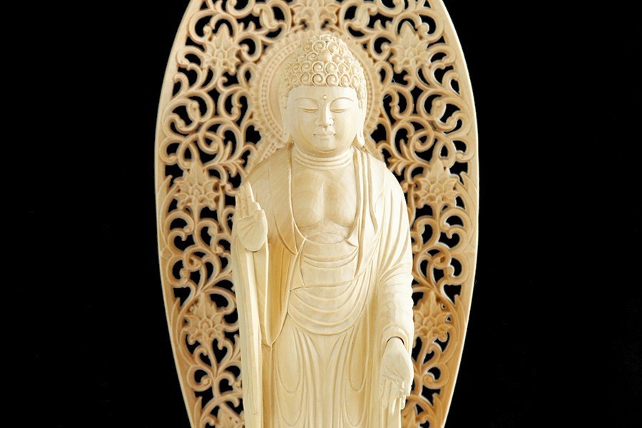 Buddha Statue Amitabha Standing Lotus Position Round Stand #K5417 | eBay