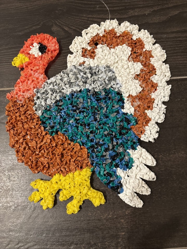 Vintage Thanksgiving Turkey Melted Plastic Popcorn Wall Hanging ...