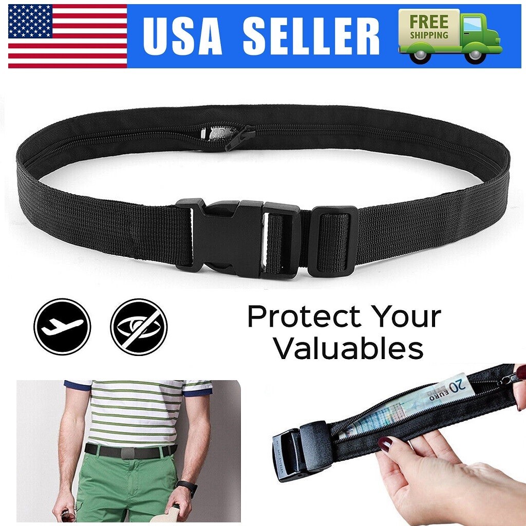 2× Travel Security Belt Hidden Money Pouch Money Wallet Pocket Waist ...