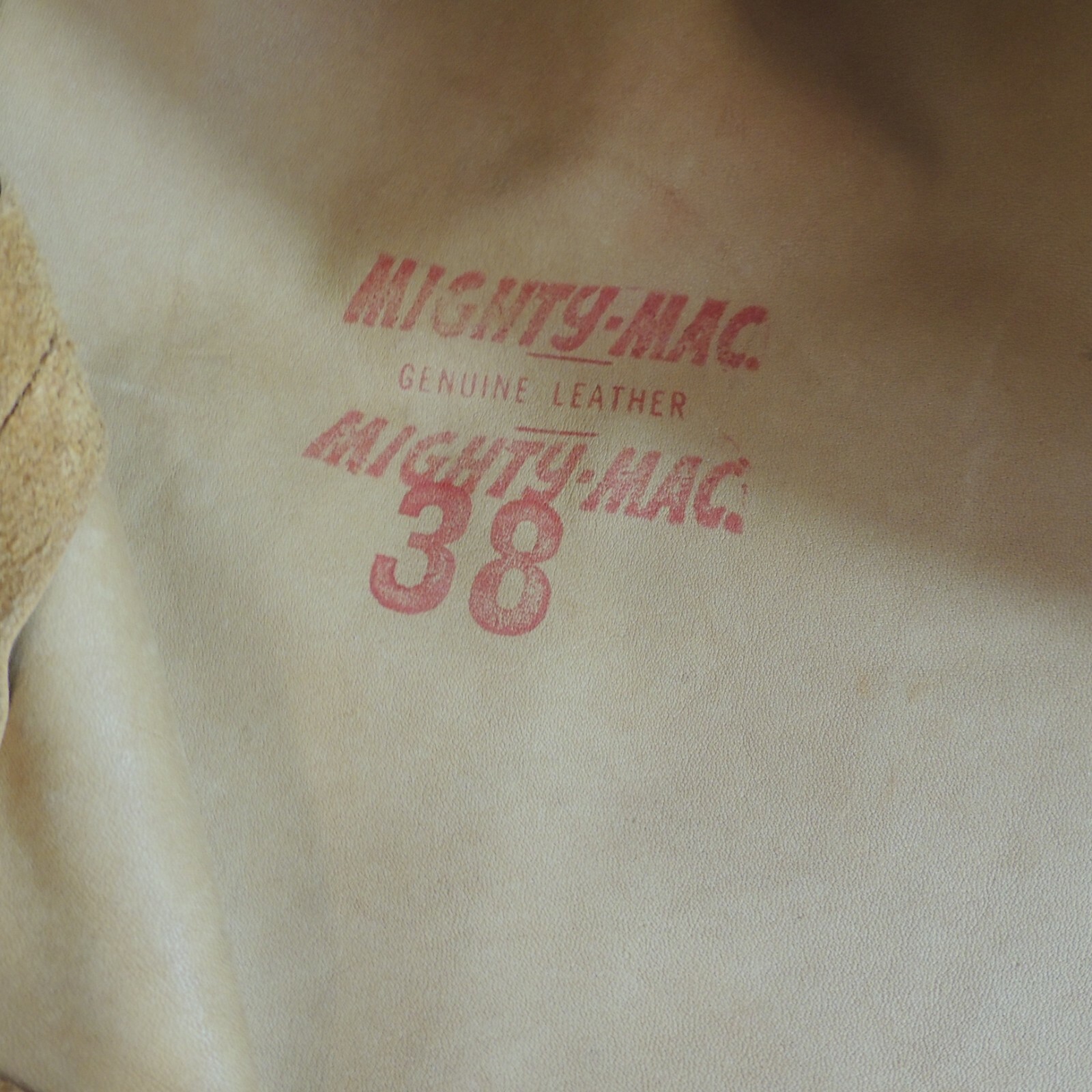 HEAVY Vintage MIGHTY MAC Sheepskin Fleece Lined Genuine Leather Suede ...