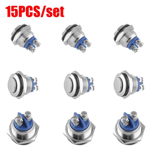 15pcs IP68 Metal 16mm Push Button Momentary ON OFF Horn Switch Start ...