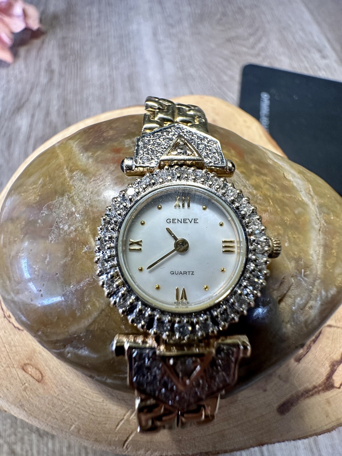 Vintage Ladies 14kt Yellow Gold Geneve Diamond and Sapphire Wrist Watch ...