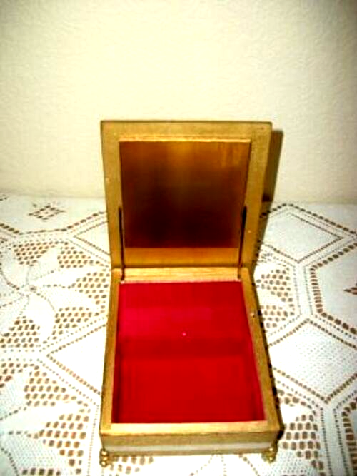 HOLLYWOOD REGENCY FLORENTINE ITALIAN JEWELRY MUSIC BOX GILT WOOD JAPAN ...
