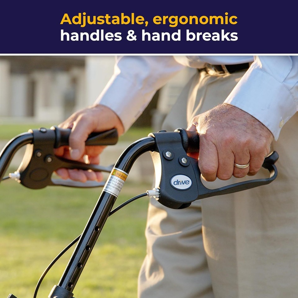 Drive Medical 10257BL-1 4 Wheel Rollator Walker With Seat, Steel ...