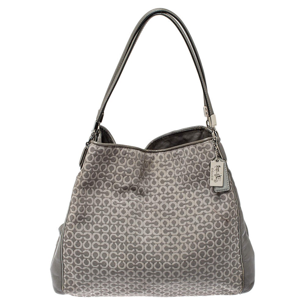 Coach Grey Signature Canvas and Leather Edie 31 Shoul… - Gem