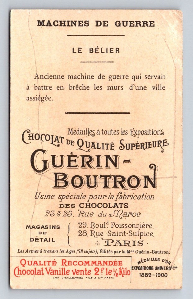 Battering Ram Wall Siege Chocolat Guerin Boutron P148 | eBay
