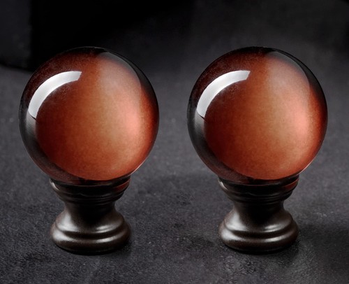 2 Ps Lamp Finials Ball Shaped Tawny Rystal Glass With Bronze Finish ...