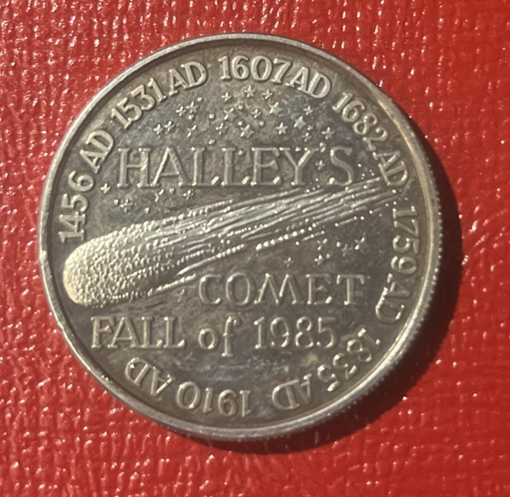 1985 Edmund Halley / Halleys Comet 1 oz .999 Fine Silver Art Round ...