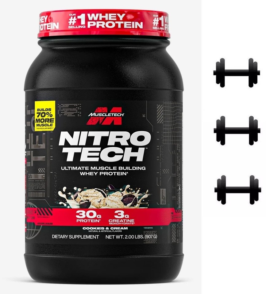 NEW MuscleTech Nitro Tech Whey Protein Milk Chocolate, Strawberry ...