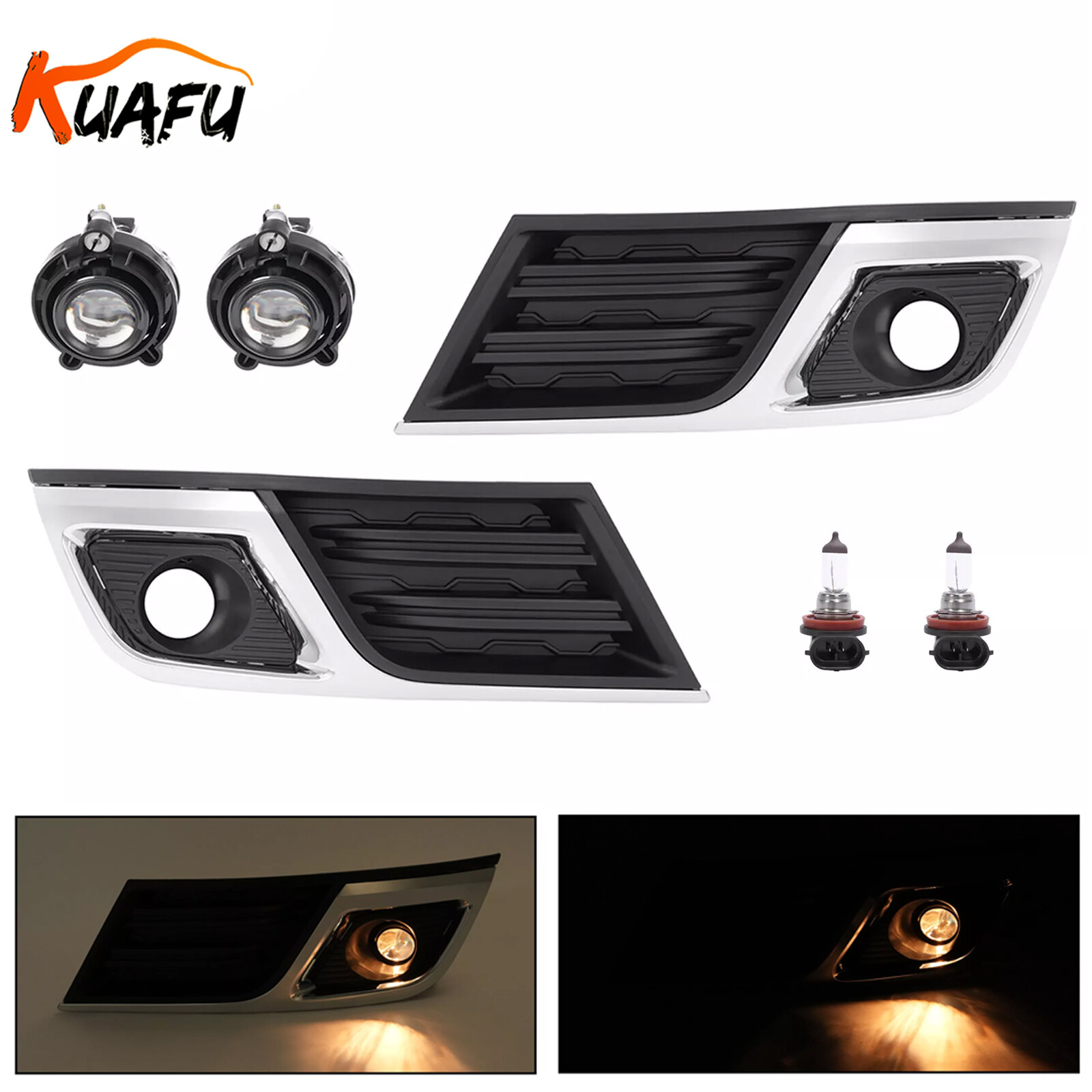 KUAFU Fog Lights W/ Bezels Trim For Chevrolet Traverse 2013-2017 ...