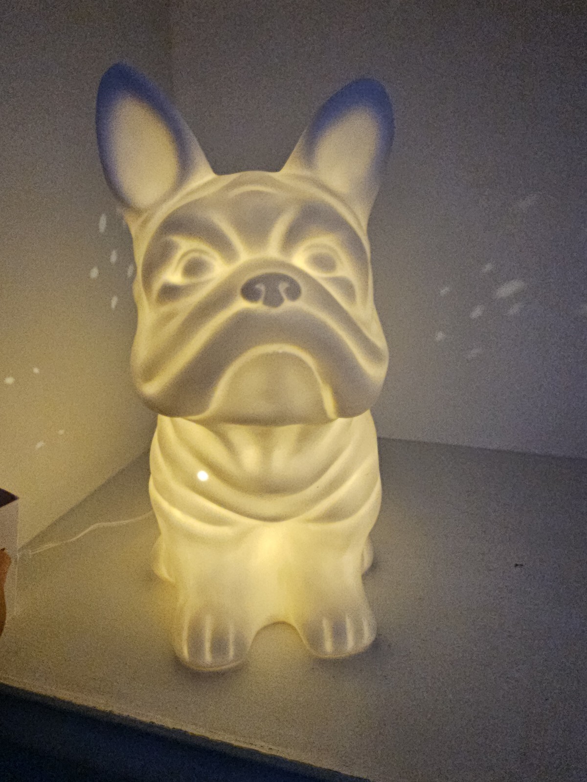 Frenchie Bulldog Ceramic Lamp Soft Glow 7.9” Height Battery Powered ...