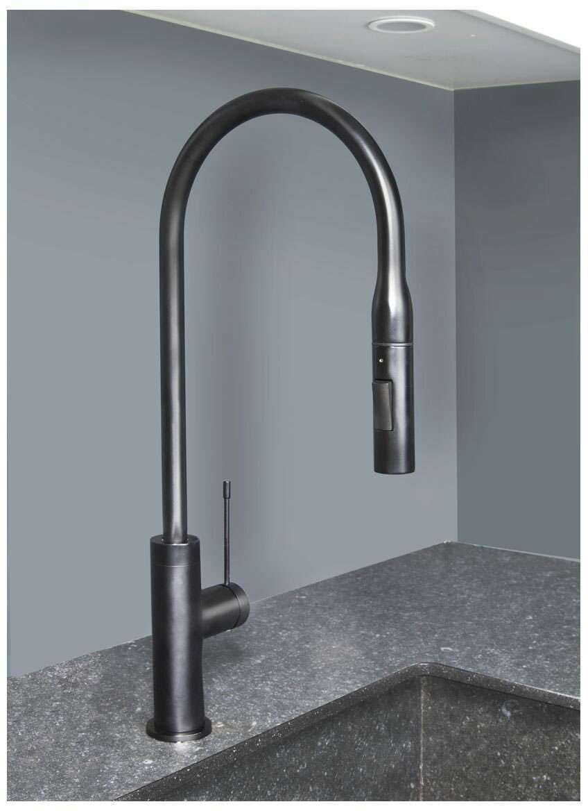 Artusi Gooseneck Pullout Kitchen Mixer Tap Matt Black ASM201B | eBay