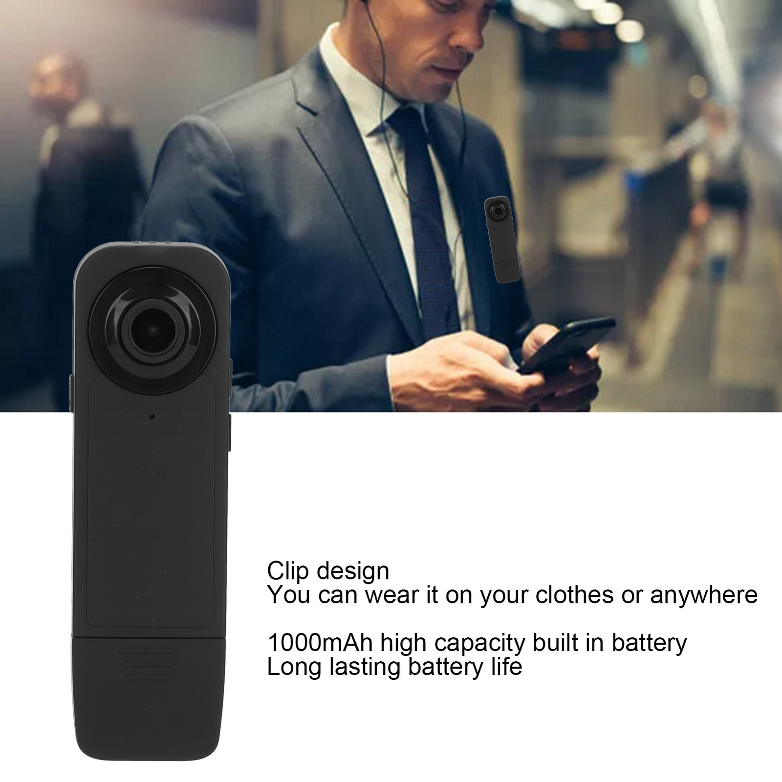 Mini Video Recorder 1080P One Click Recording Wearable Body Camera For ...