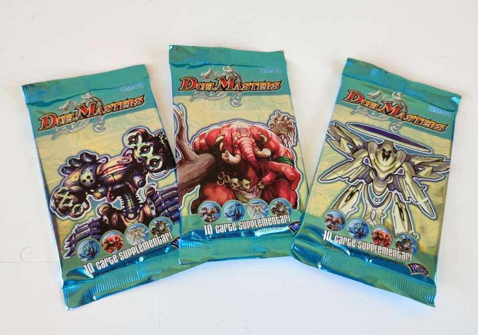 3X Booster Packs + Empty Box Duel Masters Ital Sealed Packs DM-01 Base ...
