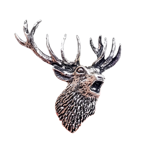 Stag Head Pin Badge Pewter Bellowing Stag Calling Brooch Tie Lapel By A ...