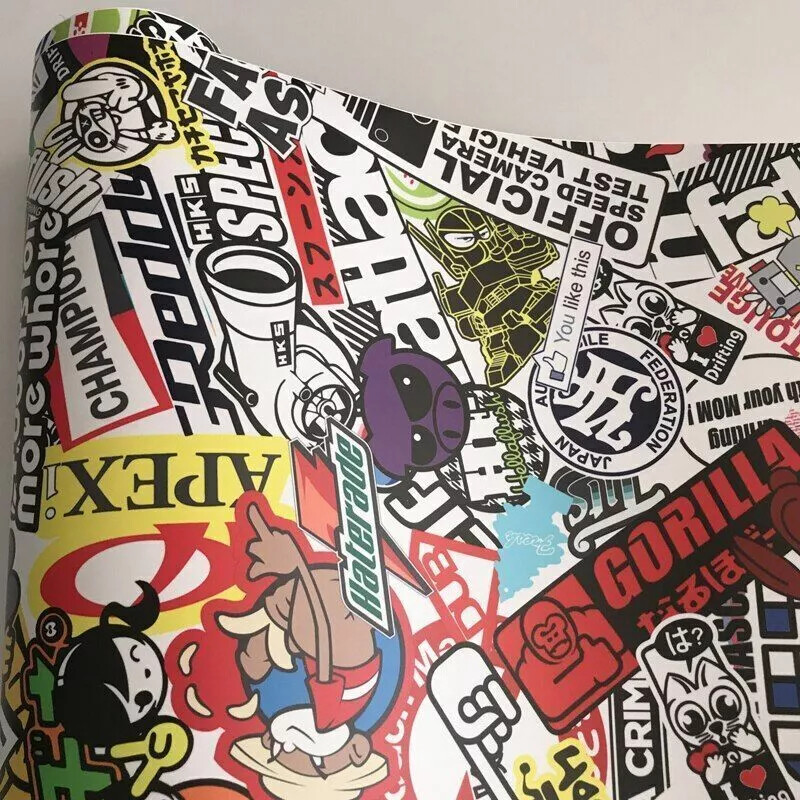 Sticker Bomb Vinyl Wrap Adhesive Skull Cartoon JDM Print Bike Car ...