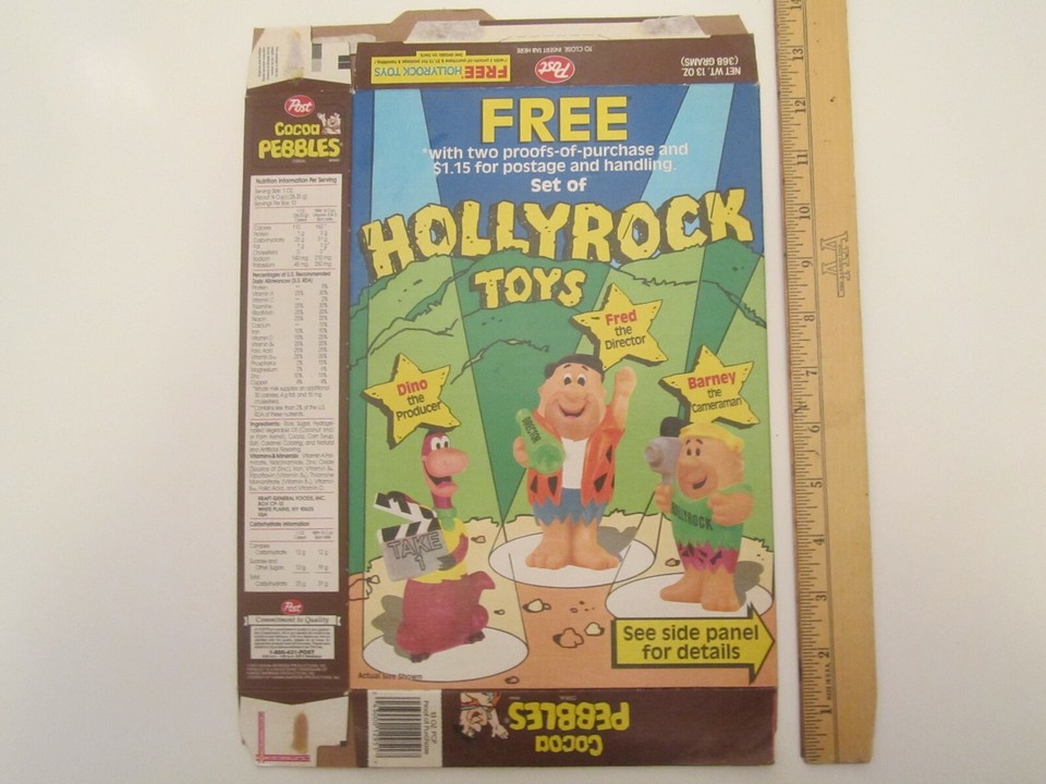 Empty Cereal Box 1992 POST COCOA PEBBLES Hollyrock Toys offer [P6b11 ...