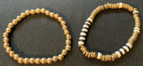 Two Fashion Bracelets One Gold Tone Plastic And One With Faux Stones | eBay