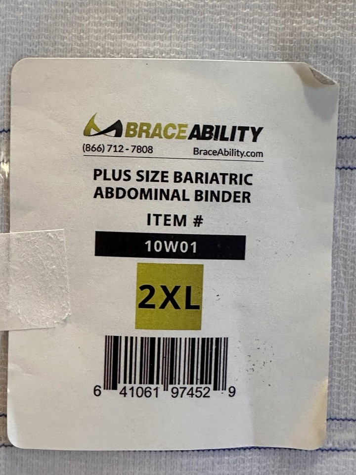New Sealed 12" Plus Size Bariatric Abdominal Binder For Men & Women 2XL ...