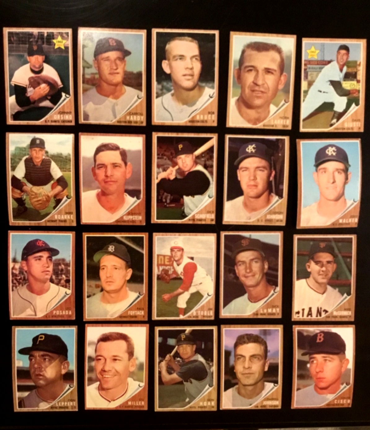 1962 Topps Baseball Lot of 20 Cards, Rookies, Pirates, Giants, As ...