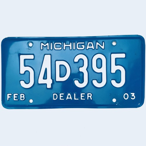 2003 United States Michigan Base Dealer License Plate 54D395 | eBay