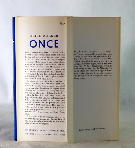 Alice Walker Signed 1st Ed 1968 Once Poems First Book Hardcover w ...