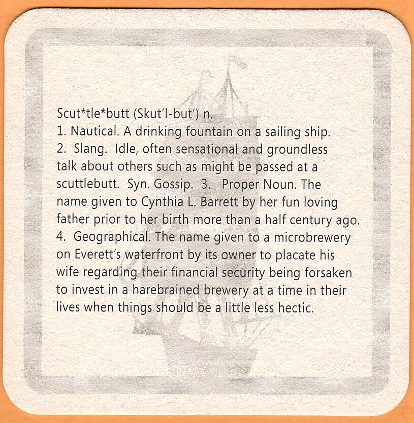 Scuttlebutt Brewing Co Beer Coaster Everett WA | eBay