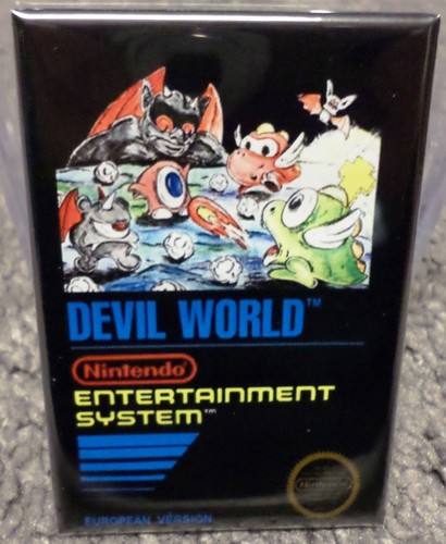 Devil World Nintendo NES Vintage European Game Box 2"x3" Fridge Locker ...