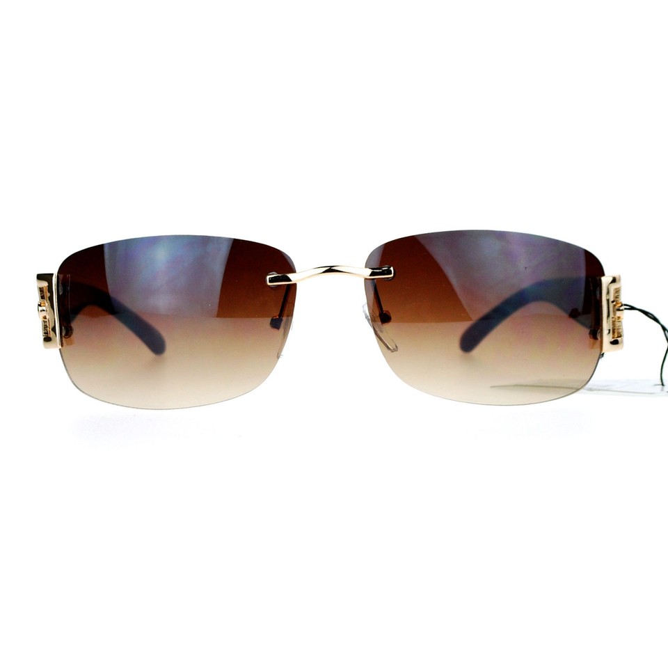 Womens Designer Sunglasses Rimless Rectangular Fashion Eyewear | eBay