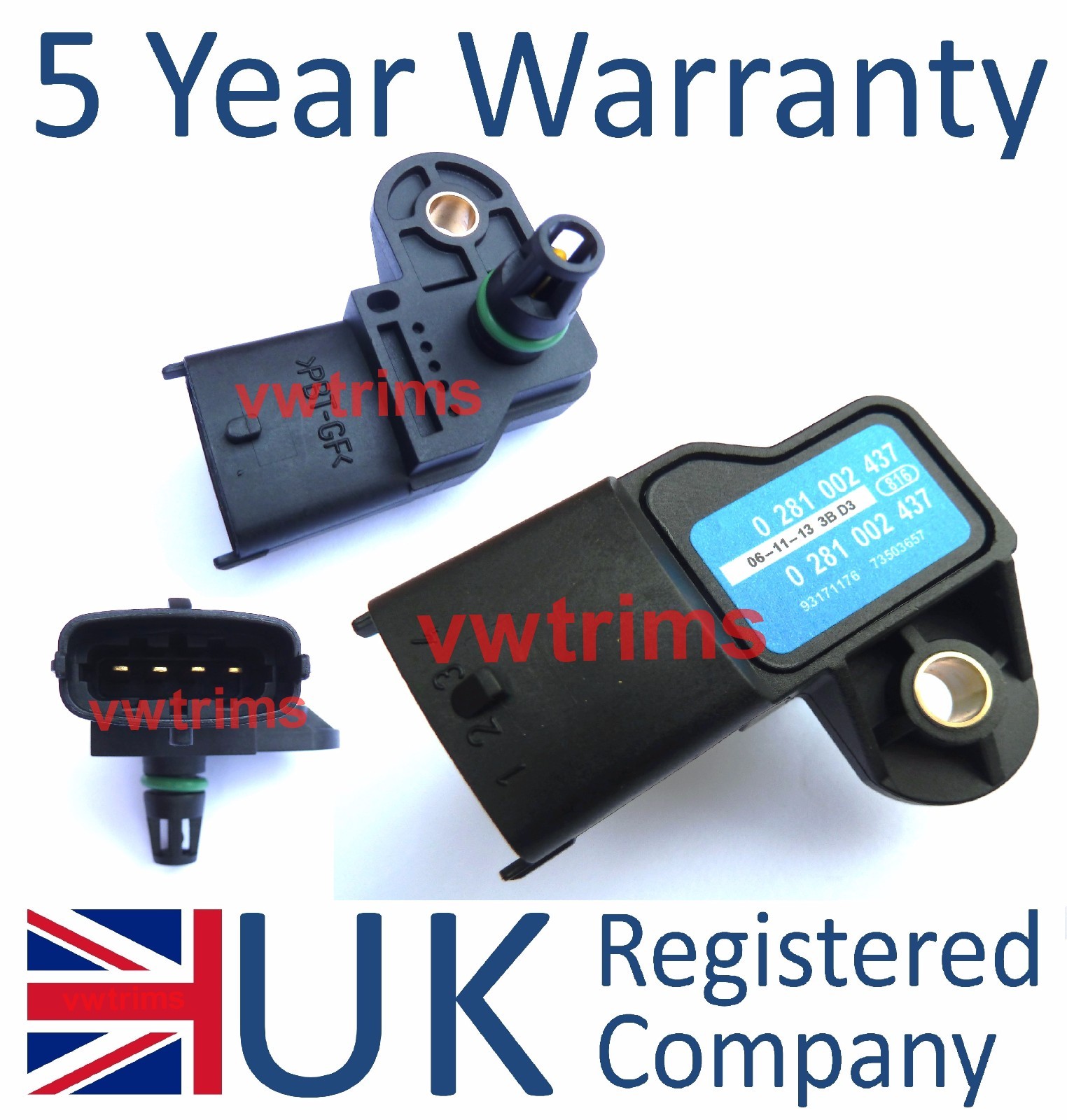 Vauxhall MAP Sensor Manifold Air Pressure 0281002437 93171176 73503657 ...