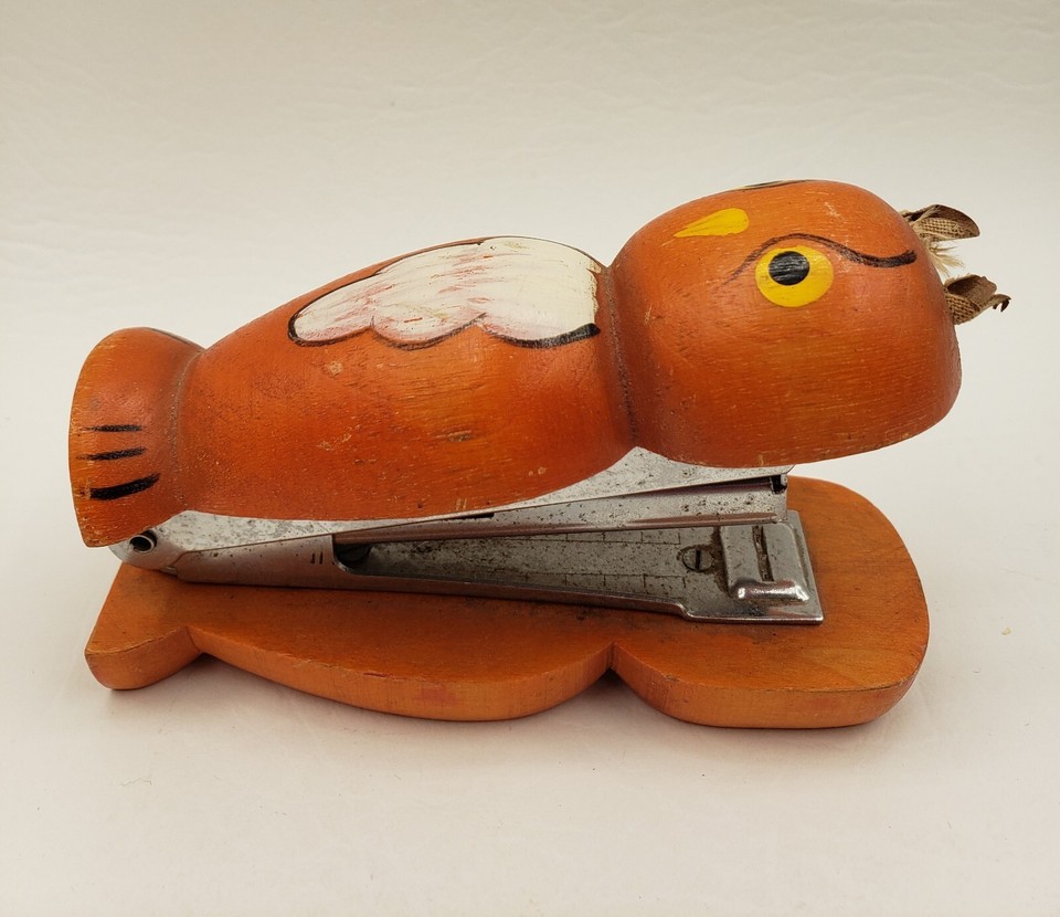 Vintage Owl Stapler Wood Novelty from Japan Herman Pecker Desk Decor ...