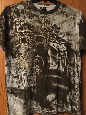 Affliction (Brand) - Skull On Front - Black Tie Dye Style. - Old Tag ...