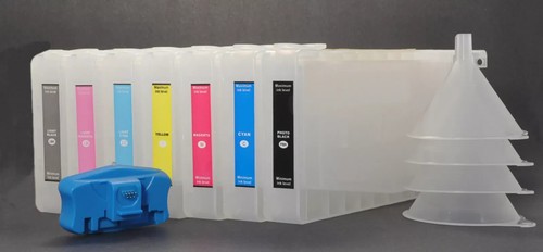 7X300ml Refillable Cartridge for Epson Stylus 4000/7600/9600 Resetter ...