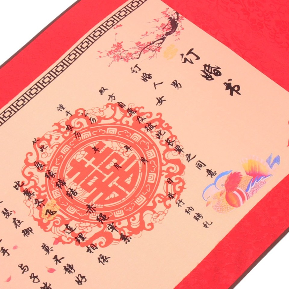 Chinese Marriage Contract Wedding Oath Writing Scroll Decor Chinese ...