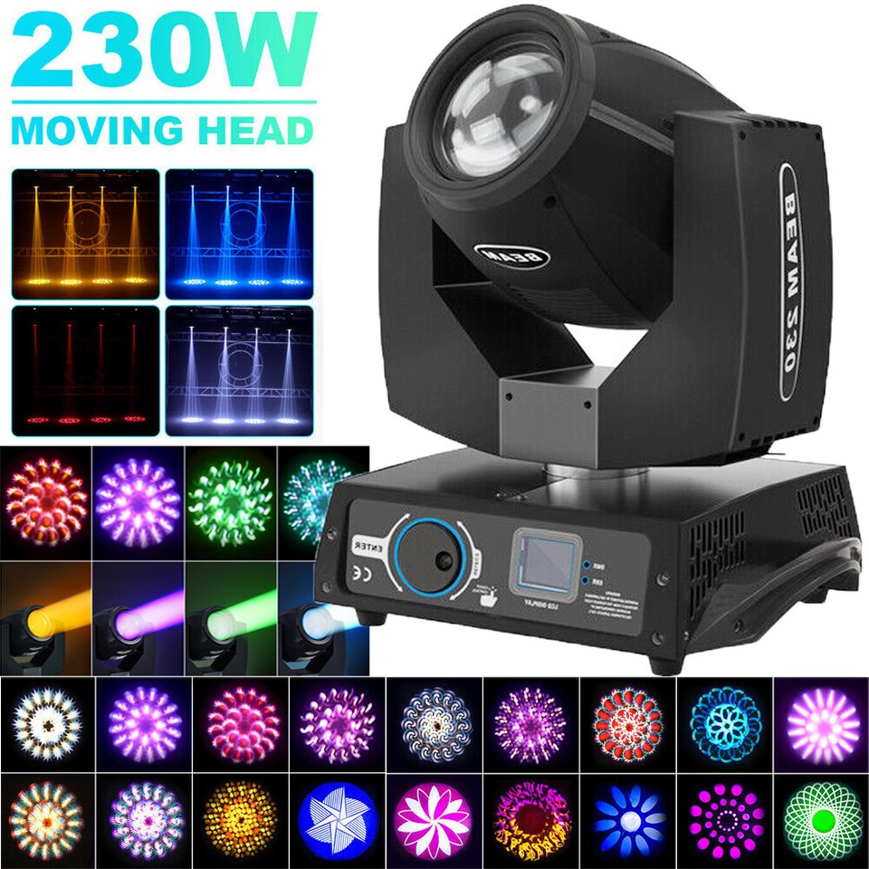 230W 7R Beam Moving Head Stage Lighting DMX 17 Gobo DJ Club Disco w ...