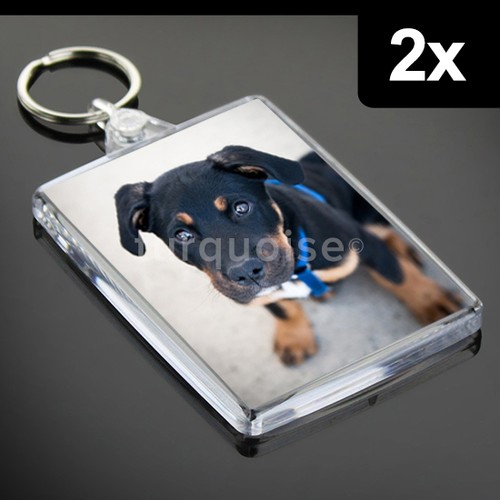 2x Premium Quality Clear Acrylic Blank Keyrings Key Fobs 73 x 51 mm ...