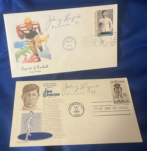 2- SIGNED JOHNNY LUJACK FDC AUTOGRAPHED FIRST DAY COVER - NOTRE DAME ...