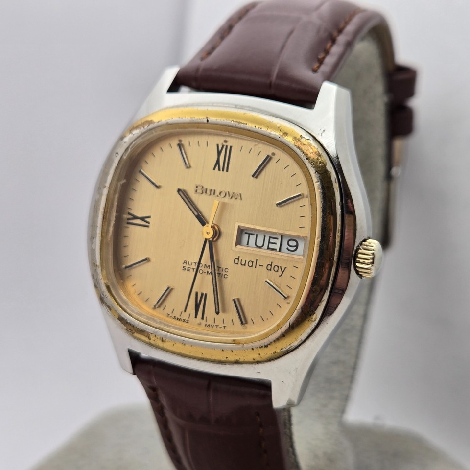 Vintage BULOVA men's automatic watch day/date swiss ETA 2879 17Jewels ...