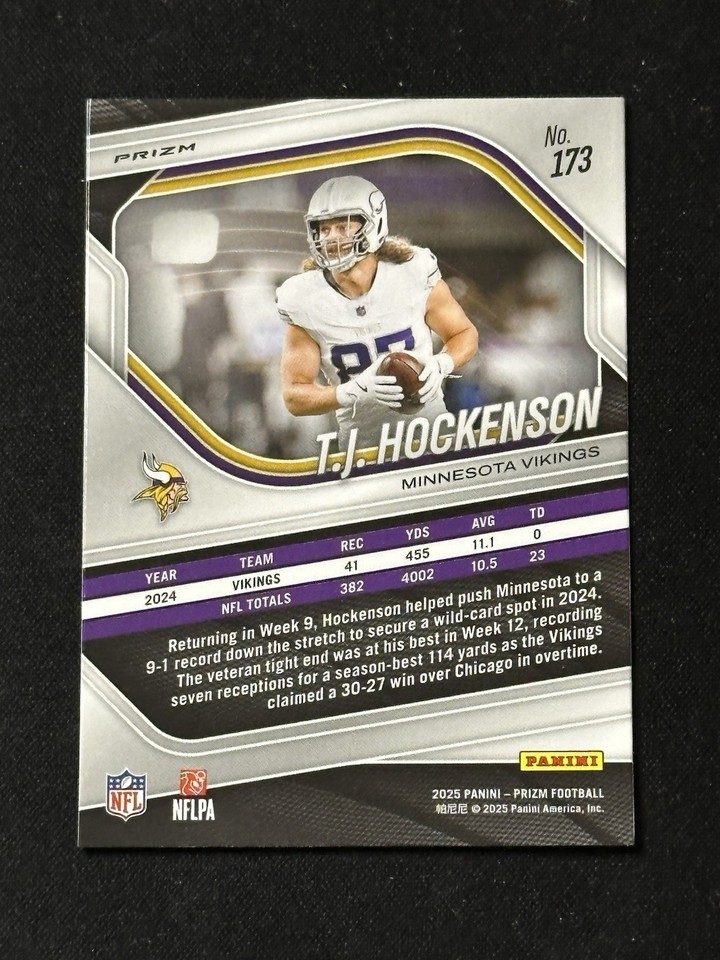 2025 Panini Prizm TJ Hockenson Vikings Lazer | eBay UK