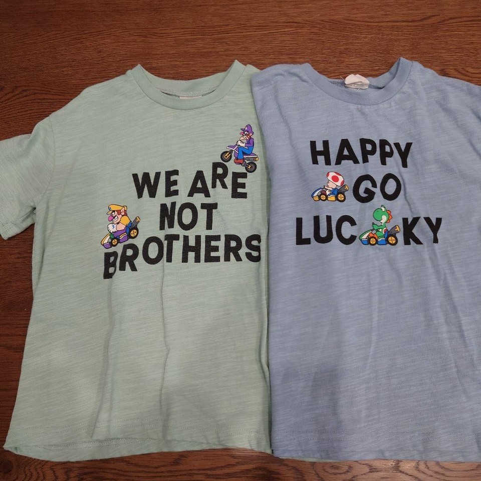 M7h Mario Kart Yoshi Wario TShirt 2Piece Set Green Blue Kids 120cm ...