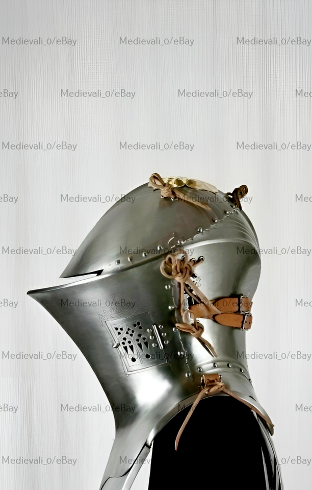 18GA Medieval Steel German Frog Mouth Helmet Heavy Tournament Frog ...