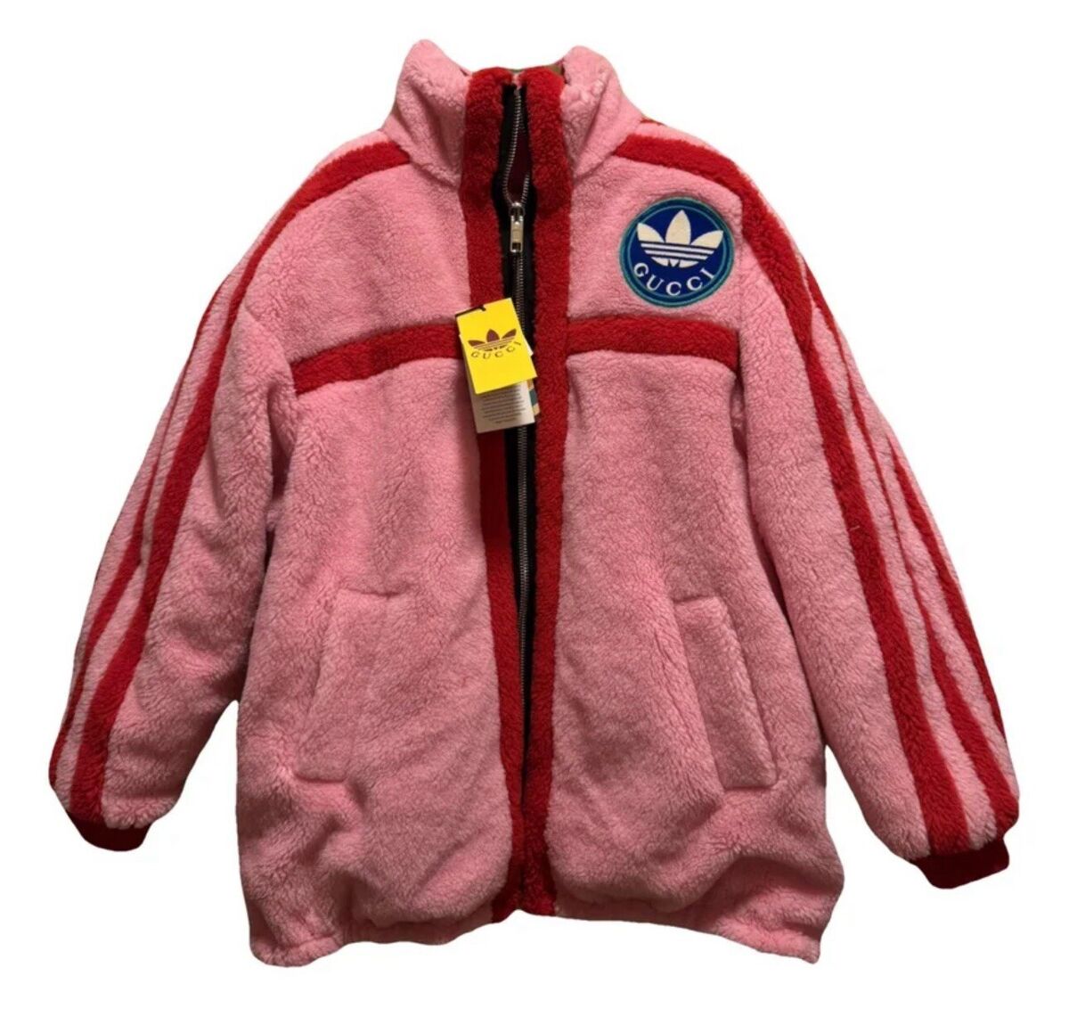 New Gucci Adidas Pink Logo Reversible Puffer Bomber Jacket New Gucci Adidas Pink Logo Reversible Puffer Bomber Jacket