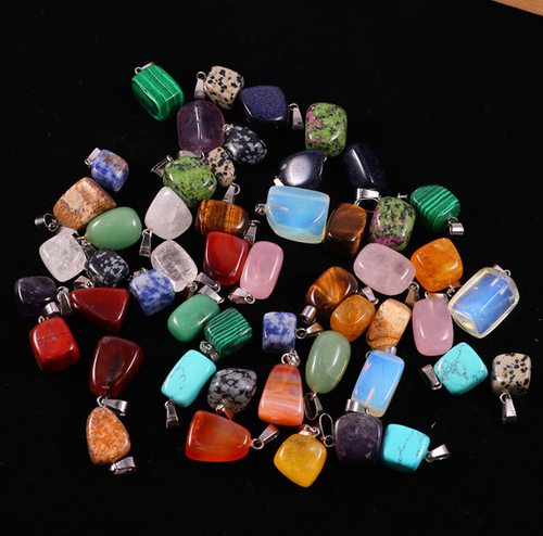 Wholesale 50pcs Assorted Natural Irregular Stone Agate Silver P ...