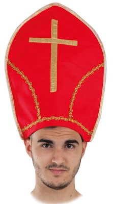MITRE Rouge EVEQUE Coiffe Chapeau Pape Déguisement Homme NEUF pas cher ...