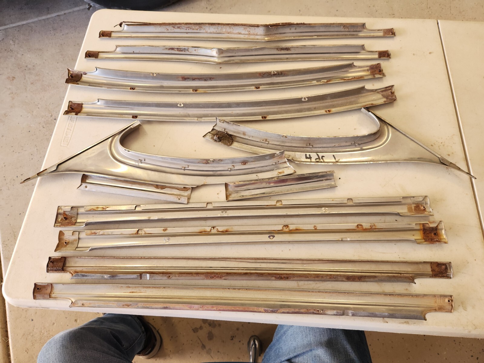 1955 1956 1957 Chevy 4 Door Sedan Belair Side Window Molding Trim OEM ...