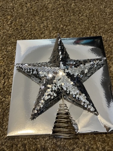 World Market Silver sequin Tree Topper | eBay