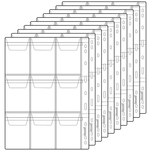 Coin Pocket Pages - 9 Pockets Standard 9-Hole Coin Pocket Inserts ...
