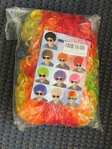 Circus Clown Rodeo Bozo Pride Day ADULT ECONOMY RAINBOW AFRO WIG NEW | eBay