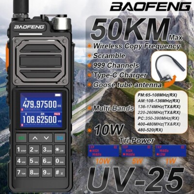 Baofeng UV-25 Long Range Dual Band Ham Radio Tactical Walkie Talkie VHF ...